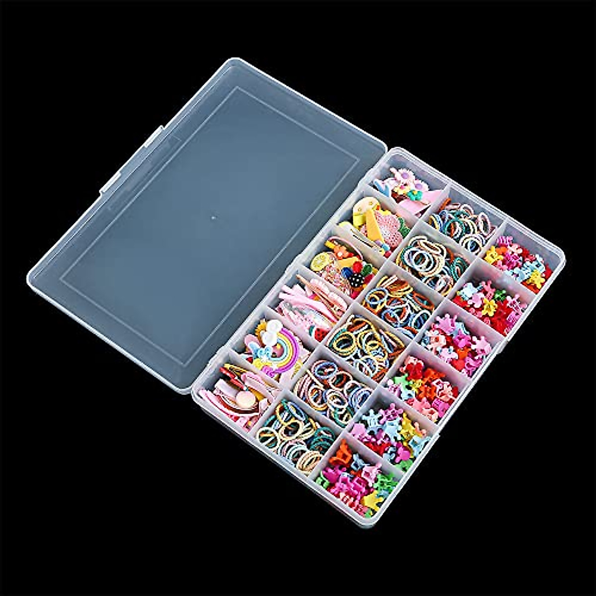 BangQiao 2 Pack Fixed 18 Grids Clear Plastic Compartment Container Case, Transparent Organizer Storage Divider Box with Lid for Bead, Button, Hardware, Screw, Sewing Kit, Craft Supplies