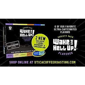 Wake The Hell Up! Variety Pack Flavored Single Serve Coffee Pods | Ultra-Caffeinated Coffee For K-Cup Compatible Brewers | 48 Count, 2.0 Compatible