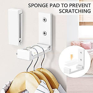 Folding Coat Hooks, 5pcs White Wall Hooks Heavy Duty for Hanging Coat Towel Backpack, Foldable Adhesive Hooks, Headphone Jacket Holder, Aluminum Alloy No Rust Hooks with Screws for Purse Hat Bag Keys
