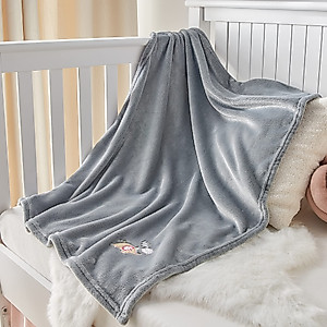 BEDELITE Baby Blankets for Boys Girls 30" x 40", Soft Cozy Fuzzy Fleece Blanket with Embroidered Dinosaur, Warm Breathable Infant Newborn Toddler Blanket for Crib Stroller Travel, Navy