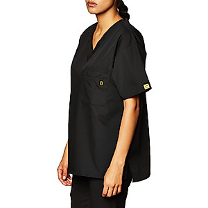 WonderWink Men's The Alpha Unisex V-Neck Scrub Top, Black, Medium