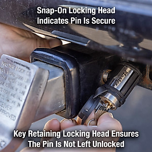 Master Lock Receiver Lock, 1/2 in. and 5/8 in. Swivel Head Receiver Locks, Weather Resistant Automotive Receiver Lock with Keys, 2866DAT