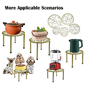 HAINARverS Metal Plant Stands 5-Pack, Heavy Duty Rustproof Iron Corner Flower Pot Stand Holder, Round Supports Display Rack Tiered Plant Stand Shelf For Indoor And Outdoor Multiple (Gold)