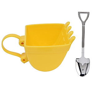 Omabeta Excavator Coffee Mug, 330ml Excavator Bucket Cup with Shovel Spoon Creativity Tea Cup Milk Coffee Mug Funny Digger Cake Container Birthday Gift