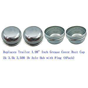 Replaces Trailer 1.98" Inch Grease Cover Dust Cap 2k 3.5k 3,500 lb Axle Hub with Plug (4Pack)