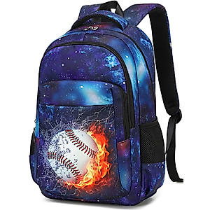 LEDAOU School Backpack Teen Boys Kids Bookbag Daypack School Bag (Baseball)