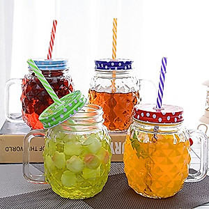 40 Pieces Reusable Straws BPA-Free 9" Colorful Printing Hard Platic Stripe Drinking Straw for Mason Jar Tumbler Family or Party Use Cleaning Brush Included Random Style (Casual Style)