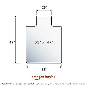 Amazon Basics Polycarbonate Office Chair Mat with Lip for Low to Medium Pile Carpet, ‎Rectangular, Clear, 47" x 35"