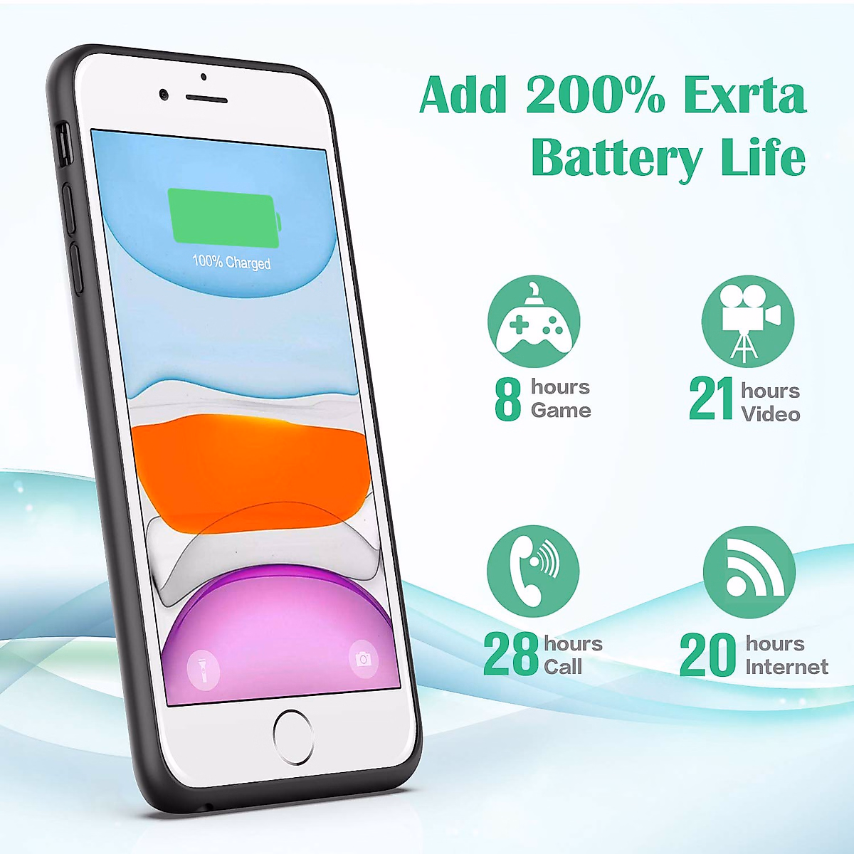 AONIMI Battery Case for iPhone 6s Plus/6 Plus/7 Plus/8 Plus, [8500mAh] Portable Charging Case Rechargeable Extended Battery Pack Protective Charger Case for iPhone 6 Plus/7 Plus/8 Plus Black