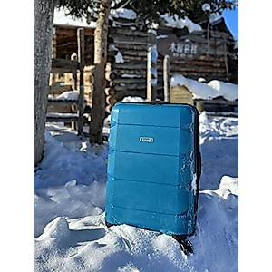 LUGGEX Blue 24 Inch Expandable Luggage with Spinner Wheels - Lightweight Checked Luggage - Effortless Vacation Mobility (Teal Suitcase)