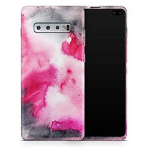 DesignSkinz Pink and Black Absorbed Watercolor Texture Protective Vinyl Decal Wrap Skin Cover Compatible with The Samsung Galaxy S20 (Screen Trim & Back Glass Skin)