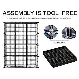 KOUSI Storage Cube - 14"x14" Cube (20 Cubes) Organizer Stackable Cubes for Storage Cubby Unit Wire Bookshelf, Black Wire