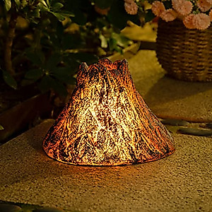 Tryme Solar Outdoor Volcano Fire Torch Lights Dancing Flickering Flame Lantern Decorative Waterproof Powered Landscape Decoration Lighting for Garden Decor Table Deck Pool Bar Yard Patio