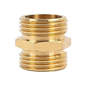 Hourleey Garden Hose Adapter, 3/4 Inch Solid Brass Hose Connectors, 2 Pack Hose Connector with 2 Extra Washers (Male to Male)