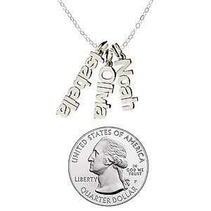 AJ's Collection Personalized Triple Sidelong Nameplate Sterling Silver Necklace. Customize Three Charms. Choice of Sterling Silver Chain. Keep The Key to Your Heart, Close to Your Heart for Couples.