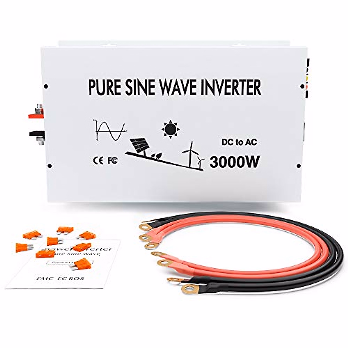 WZRELB DC to AC Converter Off Grid Pure Sine Wave Power Inverter Generator (3000w 24v 120v)