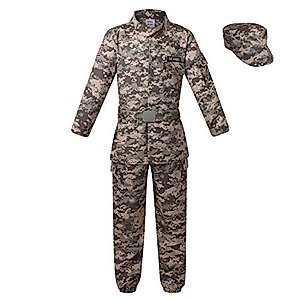 Deluxe Kid's Camo Combat soldier costume (6-8 Years）