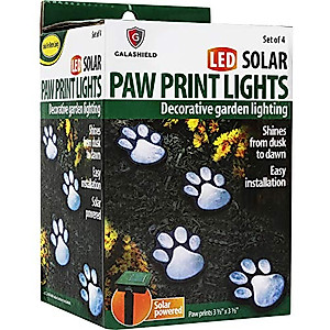 Paw Print Solar Lights Outdoor Garden Decor LED Yard Decoration (Warm White - Set of 4)