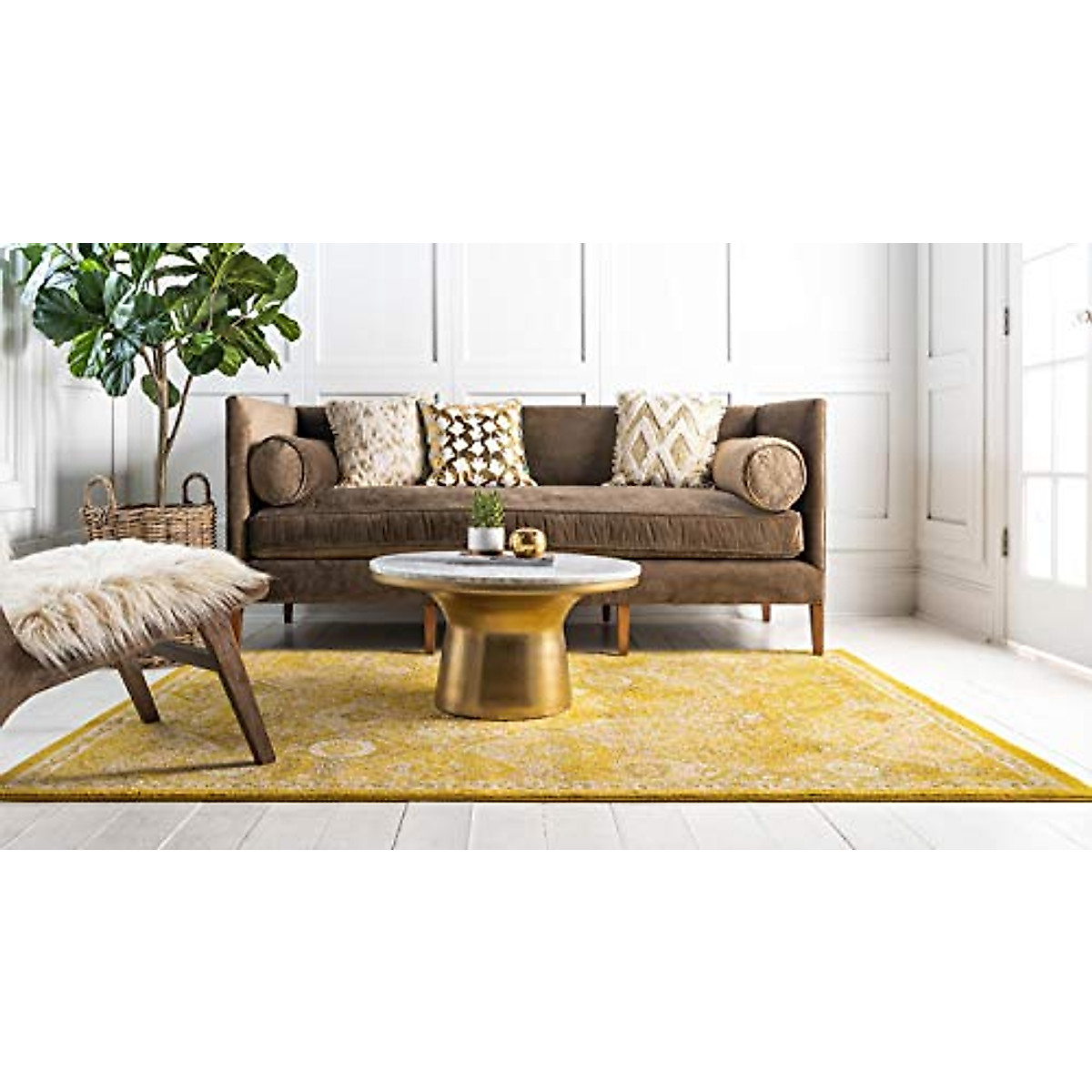 Unique Loom Penrose Collection Area Rug - Blake (8' x 10' Rectangle, Yellow/ Beige)