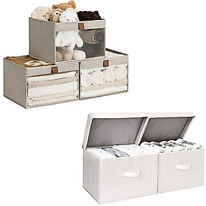 StorageWorks 3-Pack Closet Storage Bins with 2-Pack Decorative Storage Boxes