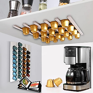 VOREN K Cup Holder| Adhesive Coffee Pod Holder Suitable to be Mounted Vertically or Horizontally on Walls or Under Cabinets | Coffee Pod Storage for Coffee Shop Desktop Office and Kitchen| White