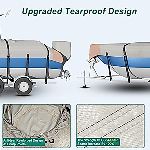 Nukugula 800D 100% Waterproof T-Top Boat Cover Marine Grade Canvas Trailerable T Top Boat Cover with 19 Windproof Straps Fit 22'-24' Long (Beam Width Up to 116") Center Console Boat with T Top Roof