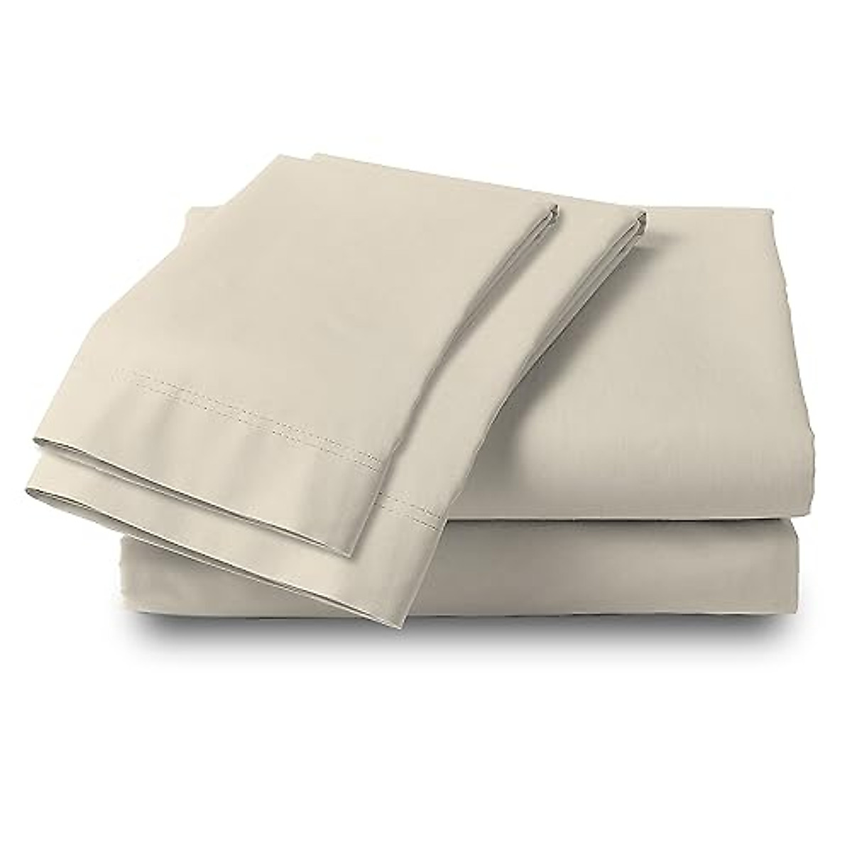 Color Sense Hotel Percale 100% Cotton Bed Sheet Set, Twin Ivory, Cooling Sheets for Hot Sleepers, with Elasticized Deep Pocket, 3 Piece Bedding Set - 1 Flat, 1 Fitted Sheet and 1 Pillowcase