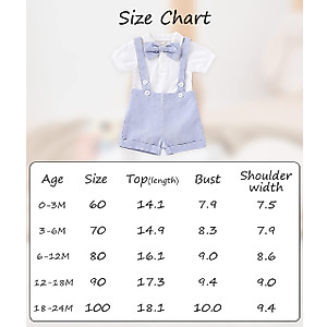 bilison Baby Boy Clothes Gentleman Bowtie Romper and Overalls Suspenders Pants Wedding Tuxedo Outfits(blue,0-6m)