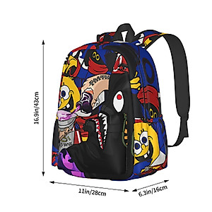 Vkaxopt Backpack Shark Teeth Camo Backpacks Travel Laptop Daypack Big Capacity Bookbag Fashion Durable for Men and Women, One Size