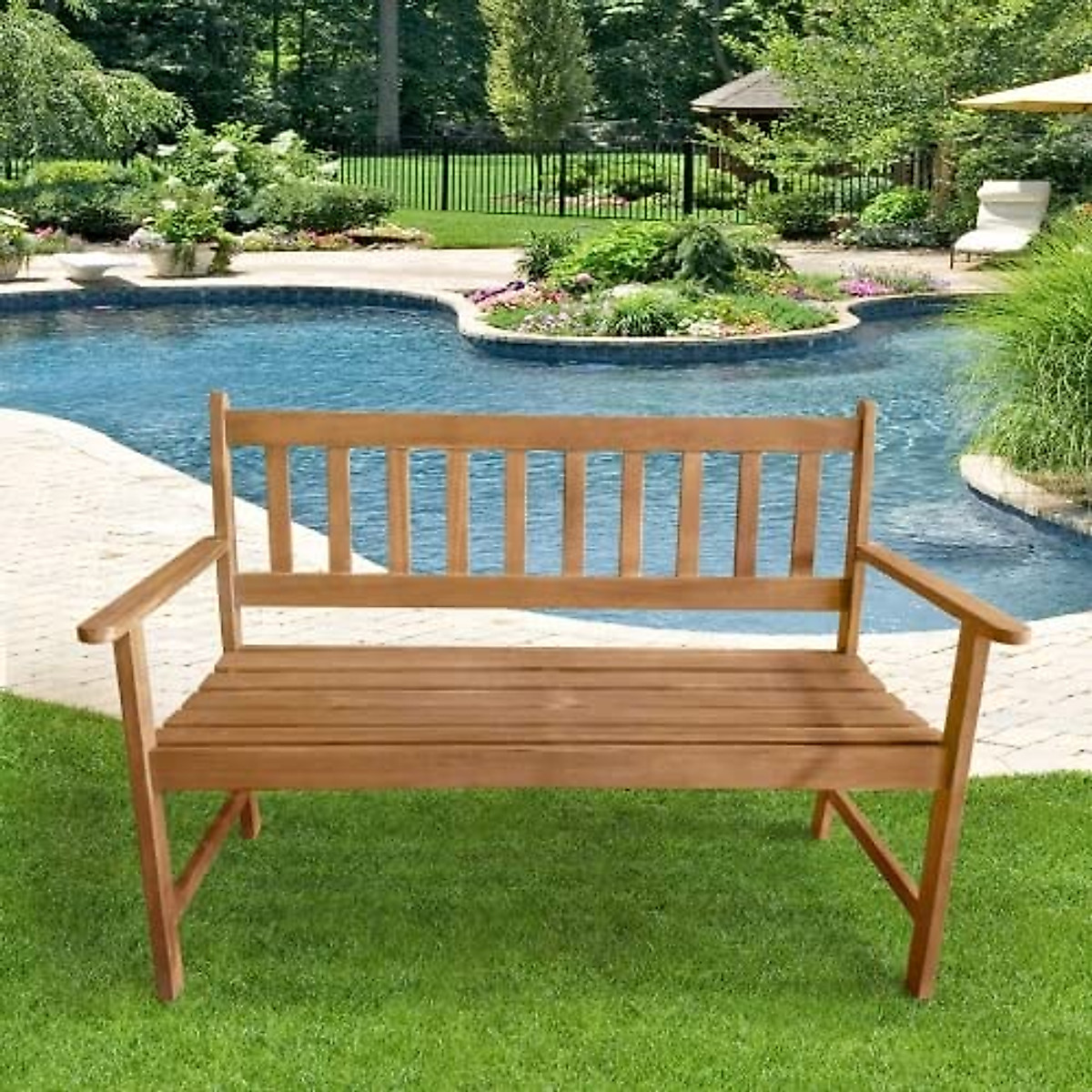 NiamVelo Park Benches for Outside, 3-Person Garden Bench, Rustic Two Person Loveseat Chair, Porch Bench Furniture Memorial Benches Made of Poly Lumber, Patio Bench Suitable for All Weather, 705 lbs
