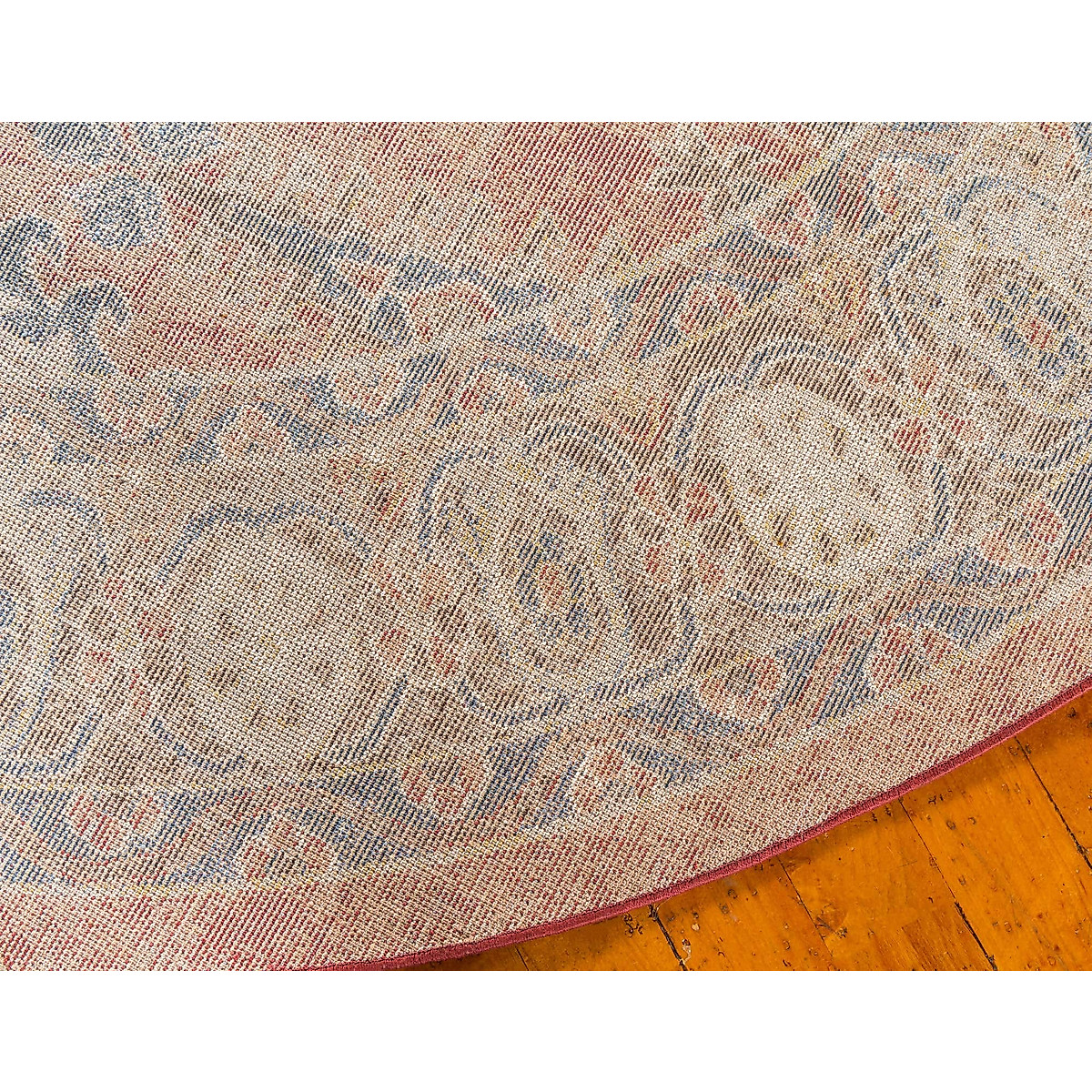 Unique Loom Utopia Collection Area Rug - Larissa (4' 1" Round, Terracotta/ Blue)