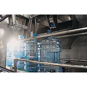 BPA Free Water Dispenser Base with Spigot & 5 Gallon Water Jug Set - Transparent Blue - for Countertops or Stands - Complete Set