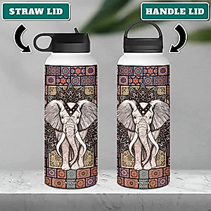 winorax Personalized Elephant Water Bottle Mandala Style Stainless Steel Double Wall Vacuum Insulated Sport Bottles Travel Cup 12oz 18oz 32oz Birthday Christmas Gifts For Elephants Lovers Women Girls