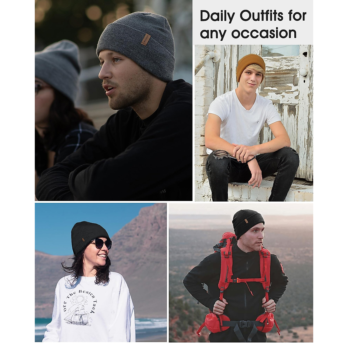 FURTALK Beanie for Men Women Cuffed Thick Knitted Unisex Winter Hat Beanies Skull Cap