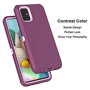 Tiflook for Galaxy A51 Case 4G (Not Fit A51 5G Version), Shockproof Heavy Duty Armor Rugged Hard Plastic Rubber Bumper 2-Layer Hybrid Protective Cover Case for Samsung Galaxy A51, Pinkish Purple