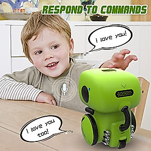 GILOBABY Kids Robot Toys, Interactive Robot Companion Smart Talking Robot with Voice Control Touch Sensor, Dancing, Singing, Recording, Repeat, Birthday Gifts for Boys Ages 3+ Years (Green)