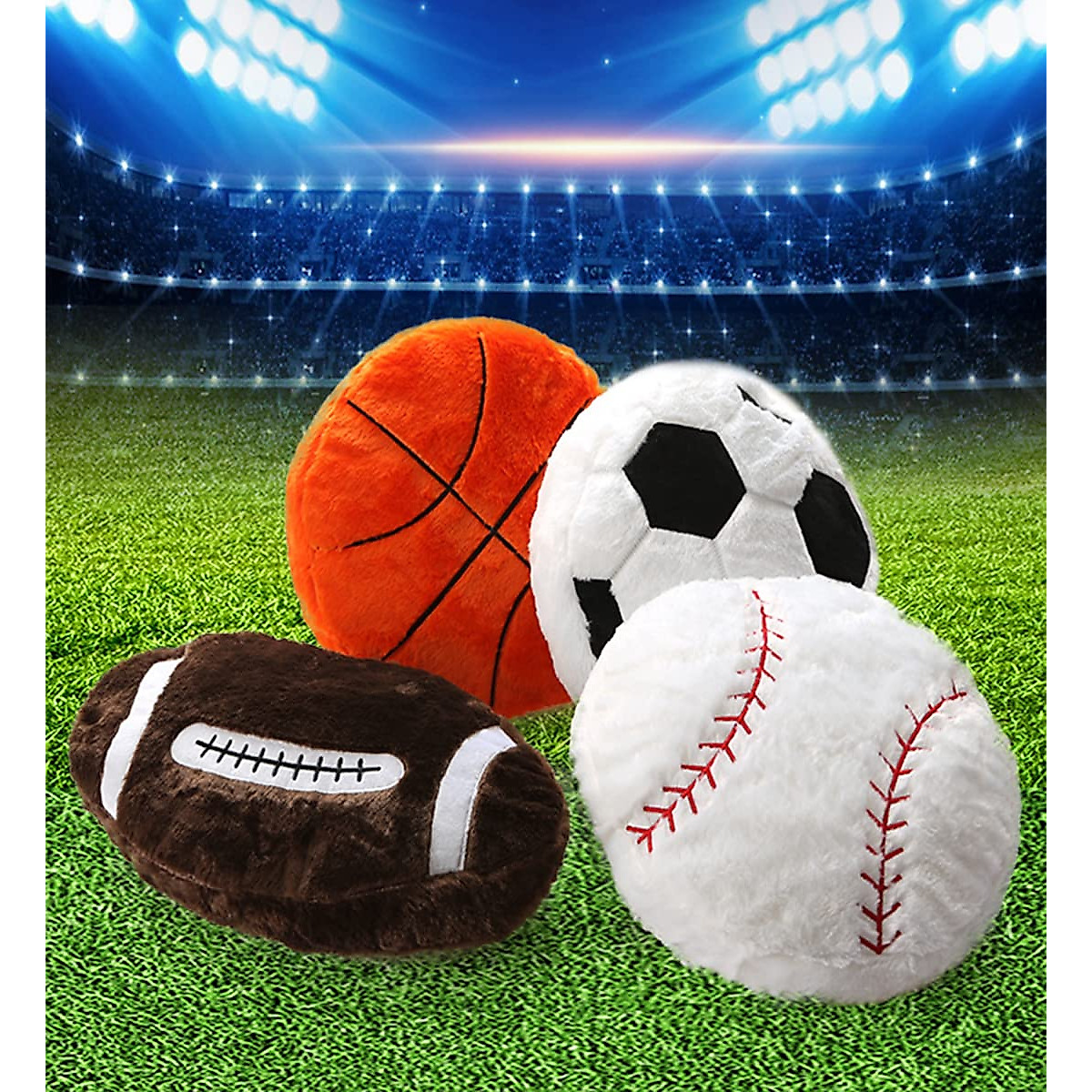 17.7" Basketball Plush Pillow Soft Fluffy Velvet Stuffed Football Throw Pillow Sports Rugby Ball Shaped Sleeping Travel Pillow Sofa Recliner Bedroom Decoration Gifts for Kids Children Boys Women Men