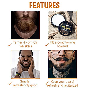 Woody's 2-in-1 Beard Balm, Facial Hair Conditioner and Style Wax, with Coconut Oil, Panthenol, and Natural Beeswax, 2 Oz