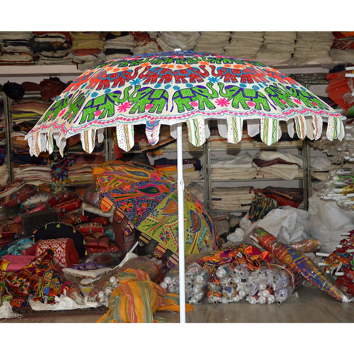 Garden Umbrellas-Garden Parasol Umbrellas, Patio Umbrellas, Handmade Umbrellas, Decorative Umbrellas for Bridal Shower, Outside Umbrella for Garden, Wedding Party Umbrella (White Elephant)