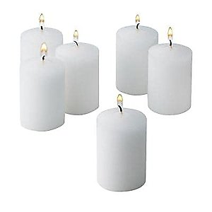 AURA DECOR 2x2Inch High Pillar Candles, Set of 6. White, Unscented. Bulk Buy, Using a Wax Blend. Ideal for Wedding, Emergency Lanterns, Spa, Aromatherapy, Party, Reiki, Candle Gardens