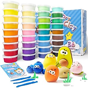 Drawdart Air Dry Clay- 36 Colors Modeling Clay Kit with 3 Sculpting Tools, Safe & Non-Toxic, Magic Foam Clay for Kids and Adults, DIY Molding Clay Gift for Boys and Girls