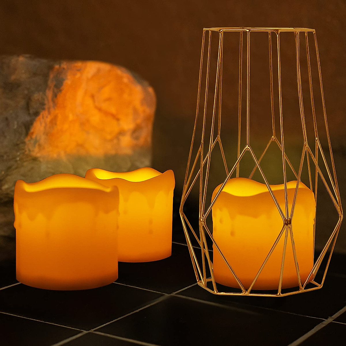 Furora LIGHTING Ivory Melting Style LED Votive Candles Pack of 12, Realistic Flickering Flame for Home and Party Décor, 2’’(W) x 2’’(H), Battery Operated