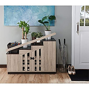 Furniture of America Barstead Wood Staircase Shoe Cabinet in Natural Oak