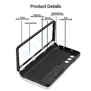 DALUZ Compatible with Galaxy Z Fold 5 Case with Built-in Hinge Protection, Full Body Protect Hard PC Heavy Duty Shockproof Phone Case for Z Fold 5 with Screen Protector and Convenient Kickstand Black