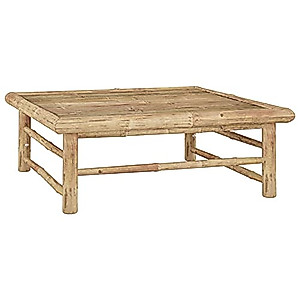 Tidyard Garden Table Bamboo Patio Coffee Side Table for Terrace, Balcony, Backyard, Outdoor Furniture 25.6 x 25.6 x 11.8 Inches (W x D x H)