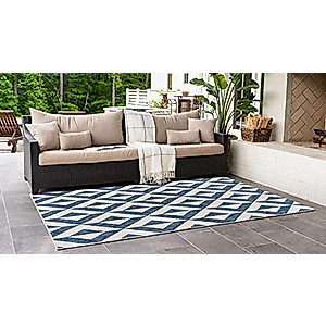 Unique Loom Jill Zarin Outdoor Collection Geometric Area Rug (4' 0 x 6' 0 Rectangular, Blue)