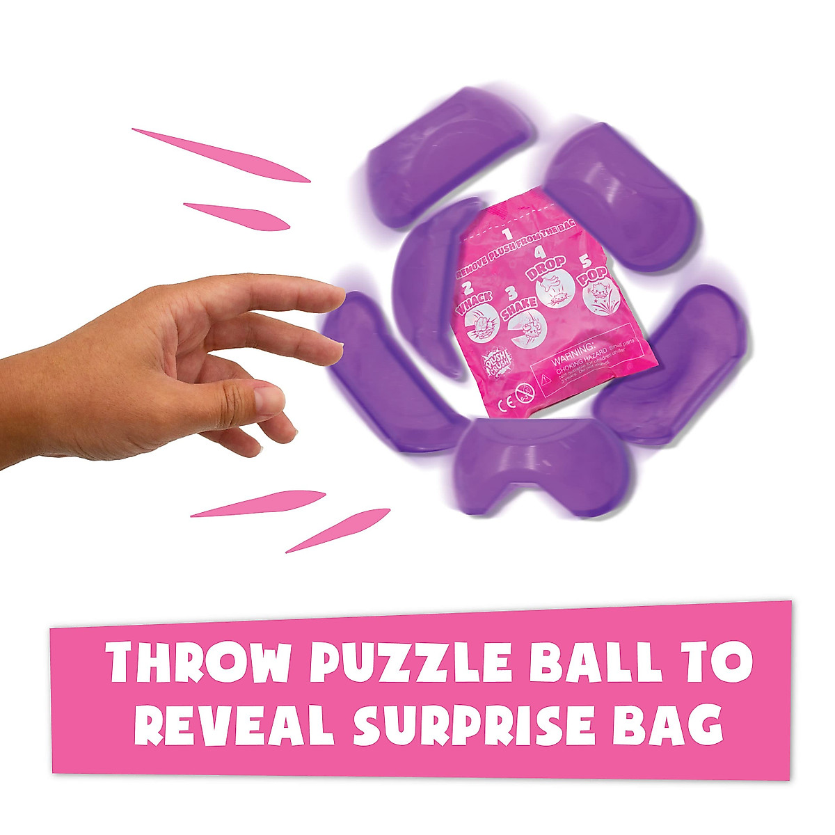 Plush Crush - Series 3 - Puzzle Ball (3-Pack), Surprise Collectible Character Bouncy Ball Plush Toy, Blind Bag by Scentco