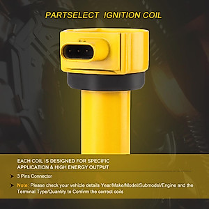 Partselect 6PCS Ignition Coil Pack UF502 4606869AA 4606869AB UF-502 Replacement for 2006-2010 Chrysler 300 Town & Country Sebring Dodge Magnum Charger Nitro Avenger Challenger 2.7L 3.5L 4.0L V6