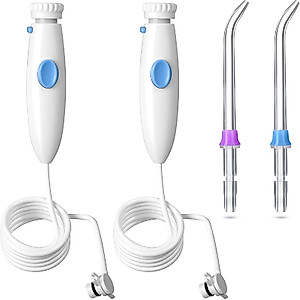 BBTO Oral Hygiene Accessories Standard Water Hose Plastic Handle with Water Flosser Replacement Jet Tip, Compatible with Waterpik Oral Irrigator WP-100 WP-300 WP-660 WP-900 (4 Pieces)