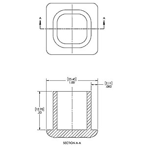 Caplugs 99394957 Plastic Finishing Plug for Square Tubing. FP-164, PE-LD, to Plug Square Tube Size 1.00 to fit .083 (14 Ga.)", Black (Pack of 100)